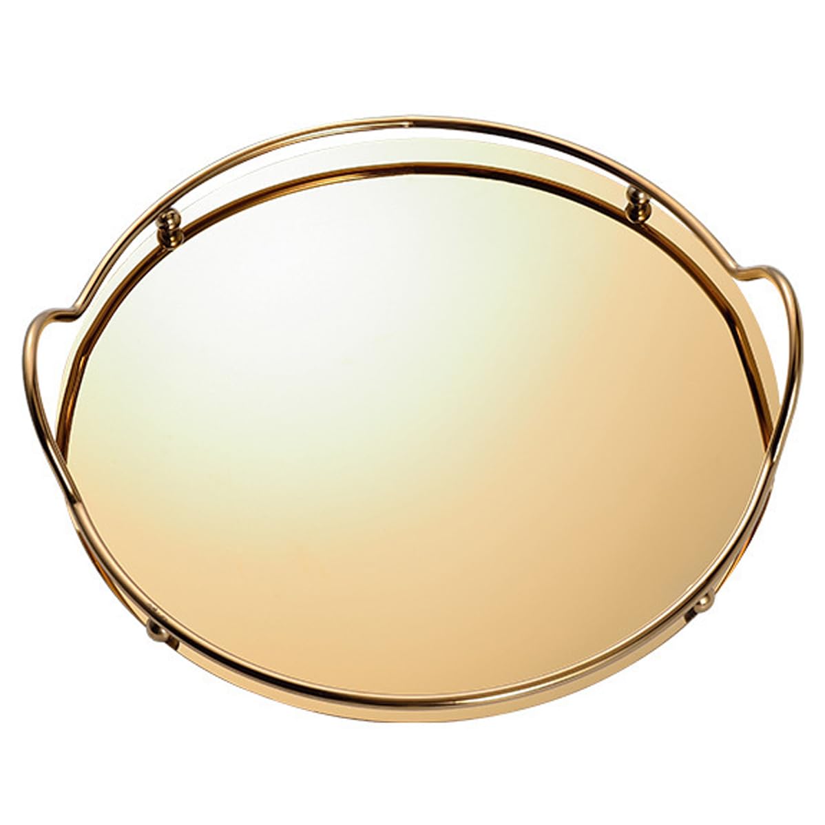 Round Gold-Tone Decorative Tray with Gallery Handles – Momayaz