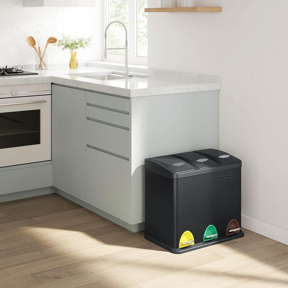 SONGMICS Pedal Bin, 3 Metal Rubbish Bin – Momayaz